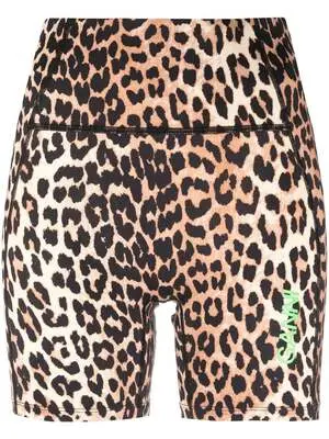 GANNI Leopard Print Cycling Shorts