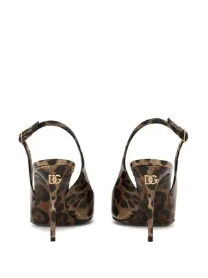 Dolce & Gabbana Leopard-print Slingback Pumps - Brown