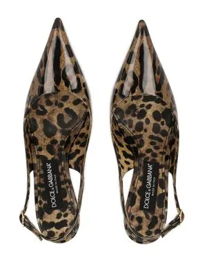Dolce & Gabbana Leopard-print Slingback Pumps - Brown
