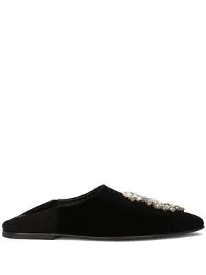 Dolce & Gabbana Brooch-detail Velvet Slippers