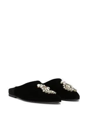 Dolce & Gabbana Brooch-detail Velvet Slippers