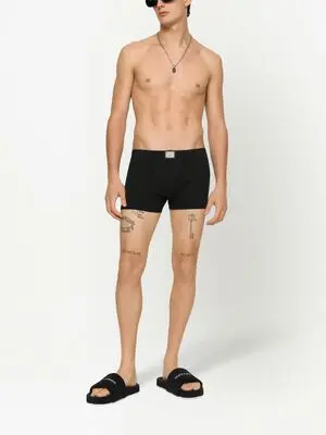 Dolce & Gabbana Logo-plaque Cotton Boxers - Black