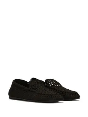 Dolce & Gabbana Crochet Raffia Slippers - Black