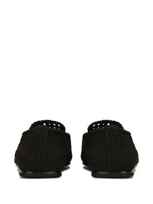 Dolce & Gabbana Crochet Raffia Slippers - Black