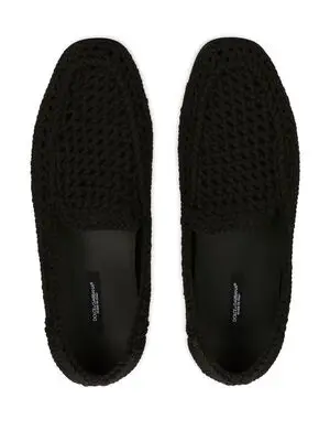 Dolce & Gabbana Crochet Raffia Slippers - Black