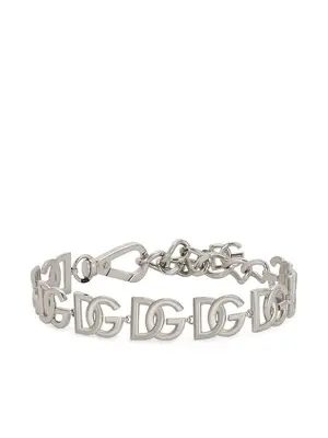 Dolce & Gabbana Tone Brass Dg Logo Chain Choker - Silver