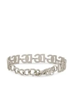 Dolce & Gabbana Tone Brass Dg Logo Chain Choker - Silver