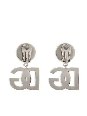 Dolce & Gabbana X Kim Dg-logo Clip-on Earrings - Silver