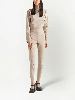 Prada Triangle-logo Poplin Shirt - Neutrals