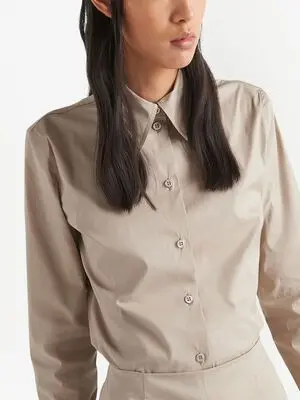Prada Triangle-logo Poplin Shirt - Neutrals