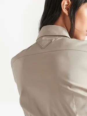 Prada Triangle-logo Poplin Shirt - Neutrals
