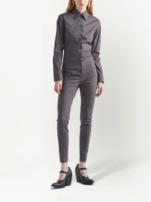 Prada Long-sleeve Poplin Jumpsuit