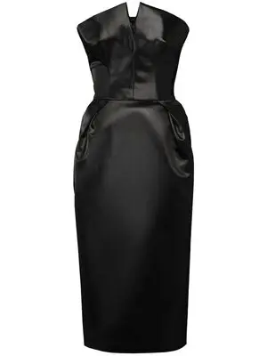 MAISON MARGIELA Cintzed Satin Midi Dress - Black