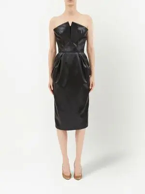 MAISON MARGIELA Cintzed Satin Midi Dress - Black