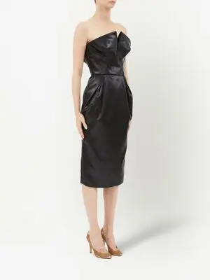 MAISON MARGIELA Cintzed Satin Midi Dress - Black