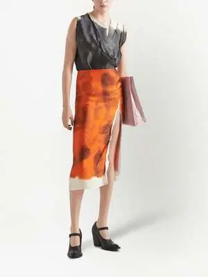 Prada Two-tone Silk Satin Blouse - Grey