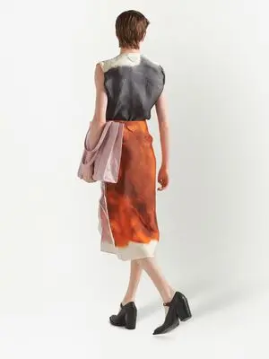 Prada Two-tone Silk Satin Blouse - Grey