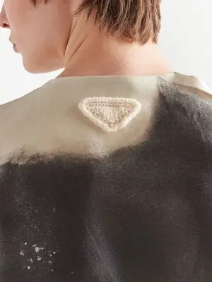 Prada Two-tone Silk Satin Blouse - Grey