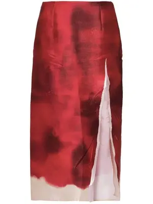 Prada Abstract-print Satin Midi Skirt