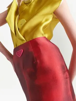 Prada Abstract-print Satin Midi Skirt