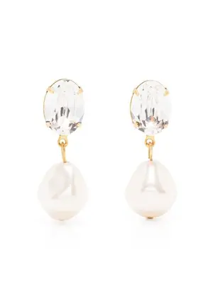 JENNIFER BEHR Tunis Crystal Pearl Drop Earrings - Gold