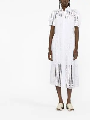 Alberta Ferretti Mandala Broderie Anglaise Midi Dress