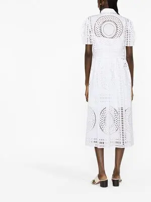 Alberta Ferretti Mandala Broderie Anglaise Midi Dress