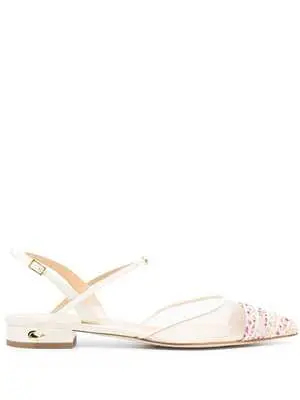 JENNIFER CHAMANDI Vittorio Mesh Leather Slingback Point-toe Flats