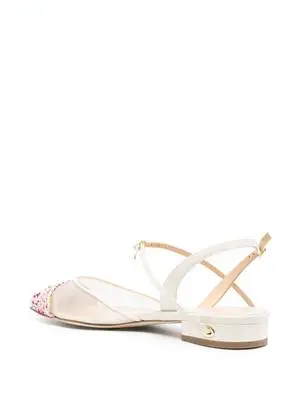 Jennifer Chamandi Vittorio Mesh Leather Slingback Point-toe Flats