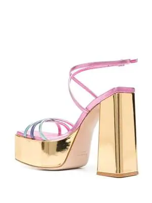 HAUS OF HONEY Foil-effect Platform Sandals - Pink