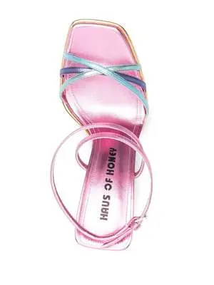 HAUS OF HONEY Foil-effect Platform Sandals - Pink