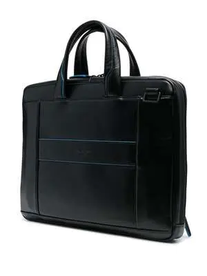 PIQUADRO Debossed Logo Leather Laptop Bag