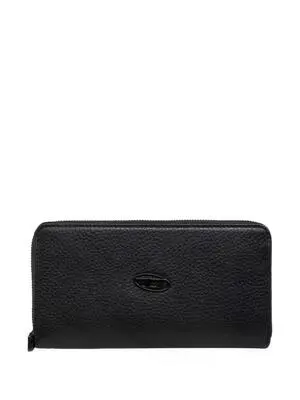 DIESEL® Continental Zip L Logo-plaque Leather Wallet - Black