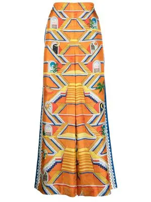 Casablanca Escalier Infini Silk Wide-leg Trousers - Orange