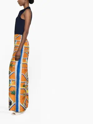 Casablanca Escalier Infini Silk Wide-leg Trousers - Orange