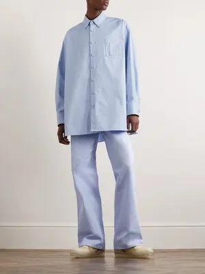 Raf Simons Oversized Logo-appliquéd Denim Shirt S
