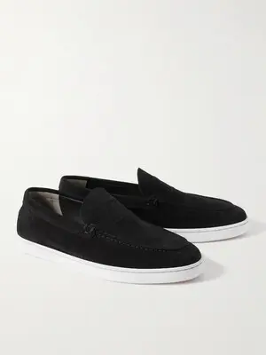 CHRISTIAN LOUBOUTIN Varsiboat Logo-embossed Loafers - Black