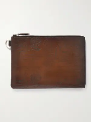 Berluti Nino Scritto Venezia Leather Pouch - Brown