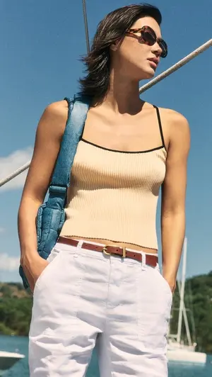 Staud Soleil Ribbed Top - Fennel Multi