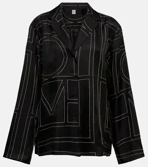 TOTEME Logo-embroidered Silk Shirt - Black