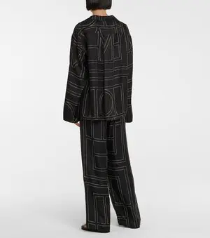 TOTEME Logo-embroidered Silk Shirt - Black