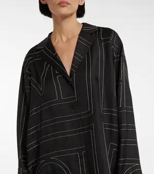 TOTEME Logo-embroidered Silk Shirt - Black