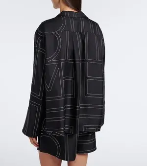 TOTEME Logo-embroidered Silk Shirt - Black