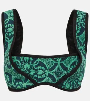 MARINE SERRE Printed Terry Bralette Green