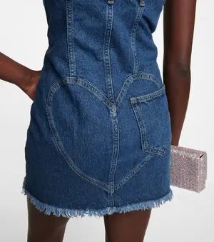 AREA Mussel Flower Denim Mini Dress