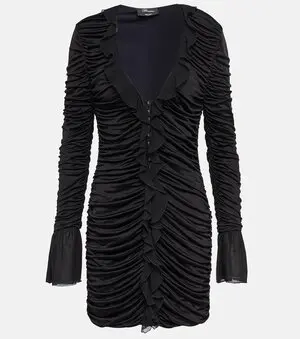 Blumarine Deep V-neck Ruched Mini Dress