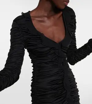 Blumarine Deep V-neck Ruched Mini Dress