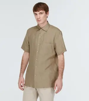 Loro Piana André Linen Bowling Shirt - Beige