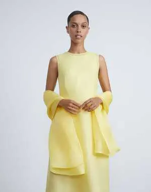 Lafayette 148 New York Long Sheer Silk Stole Wrap Scarf Bright Citrine