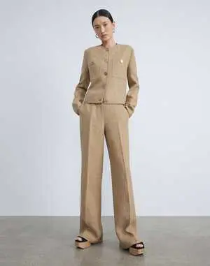 Lafayette 148 New York Sustainable Linen Canvas Collarless Jacket